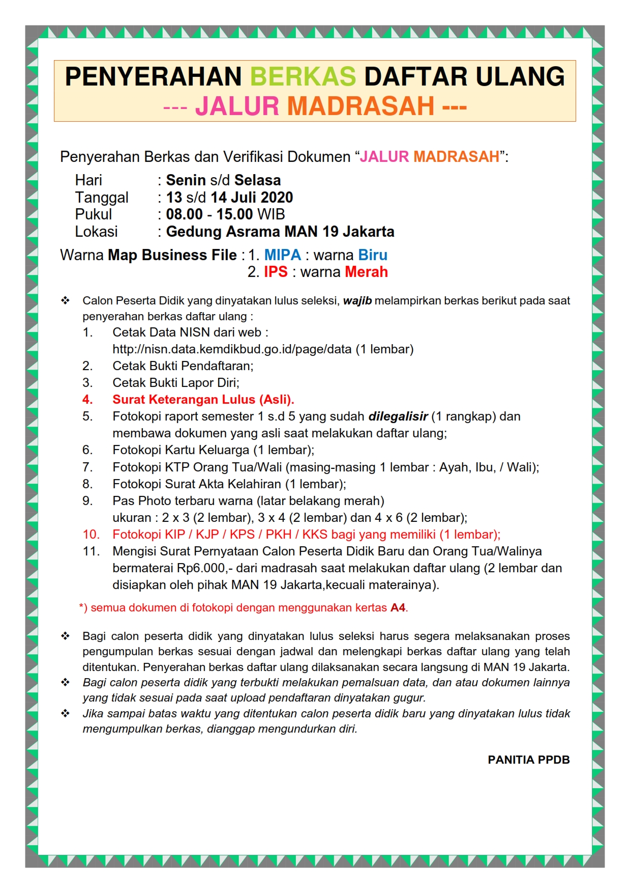 Persyaratan Berkas Jalur Madrasah – MAN 19 JAKARTA SELATAN